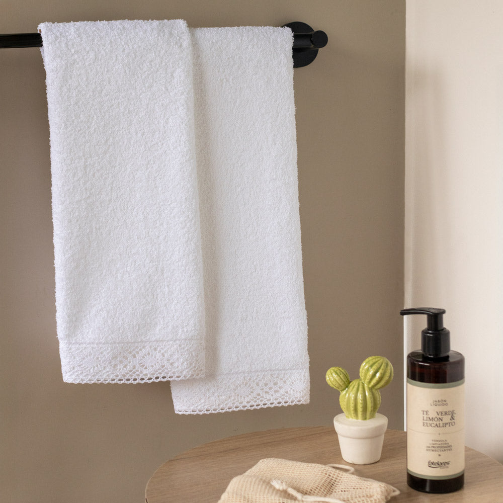 Juego x 2 Toallas de Manos Isabel 40x70cm Blanco 400gr – Fatelares ...